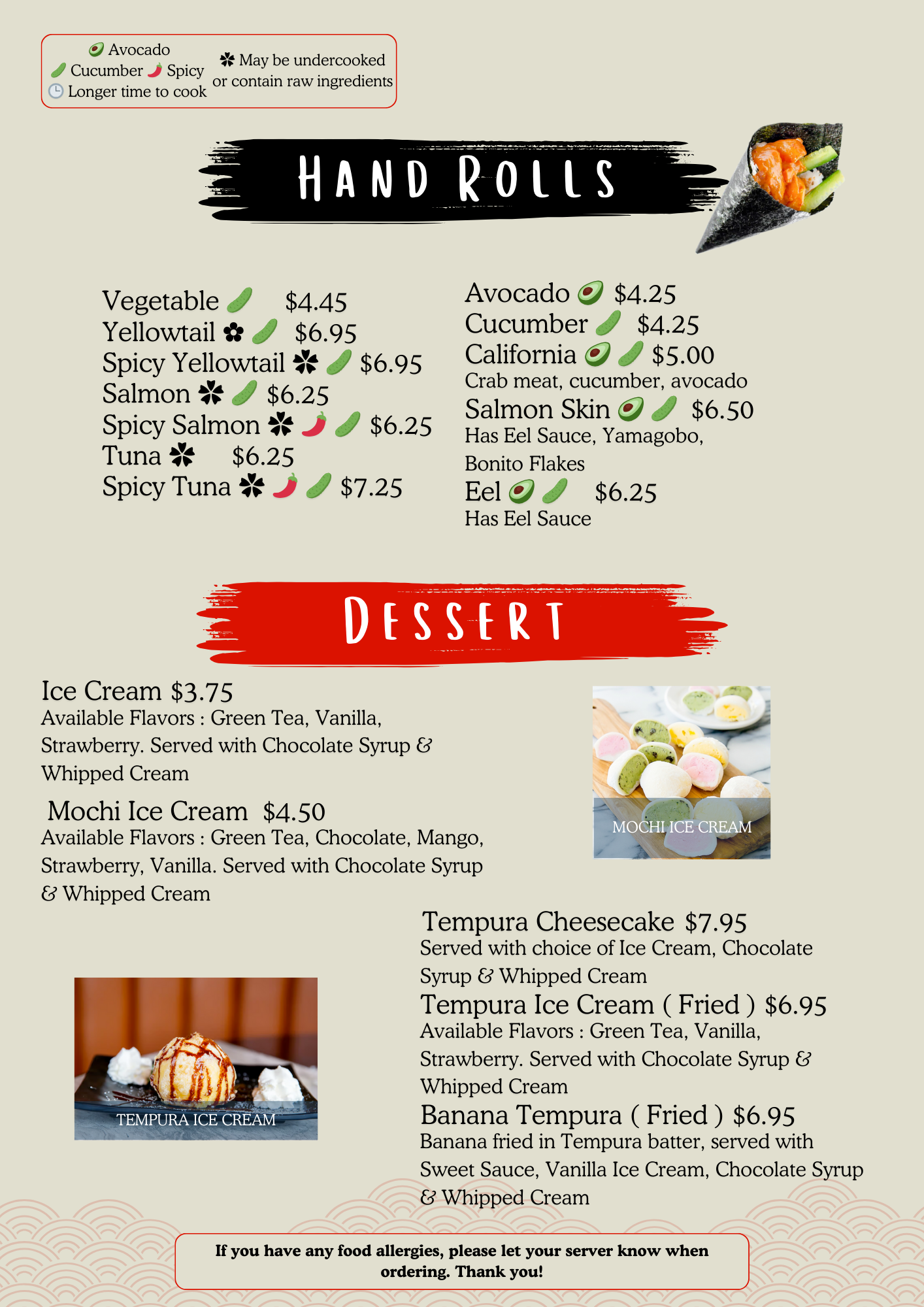 Dinner Menu | Tomo Japanese Cuisines
