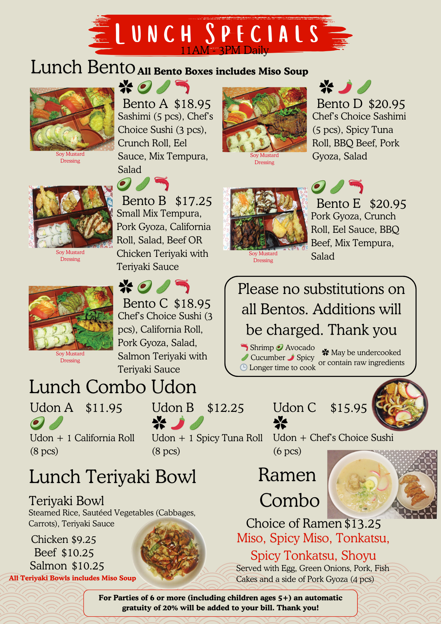 Dinner Menu | Tomo Japanese Cuisines