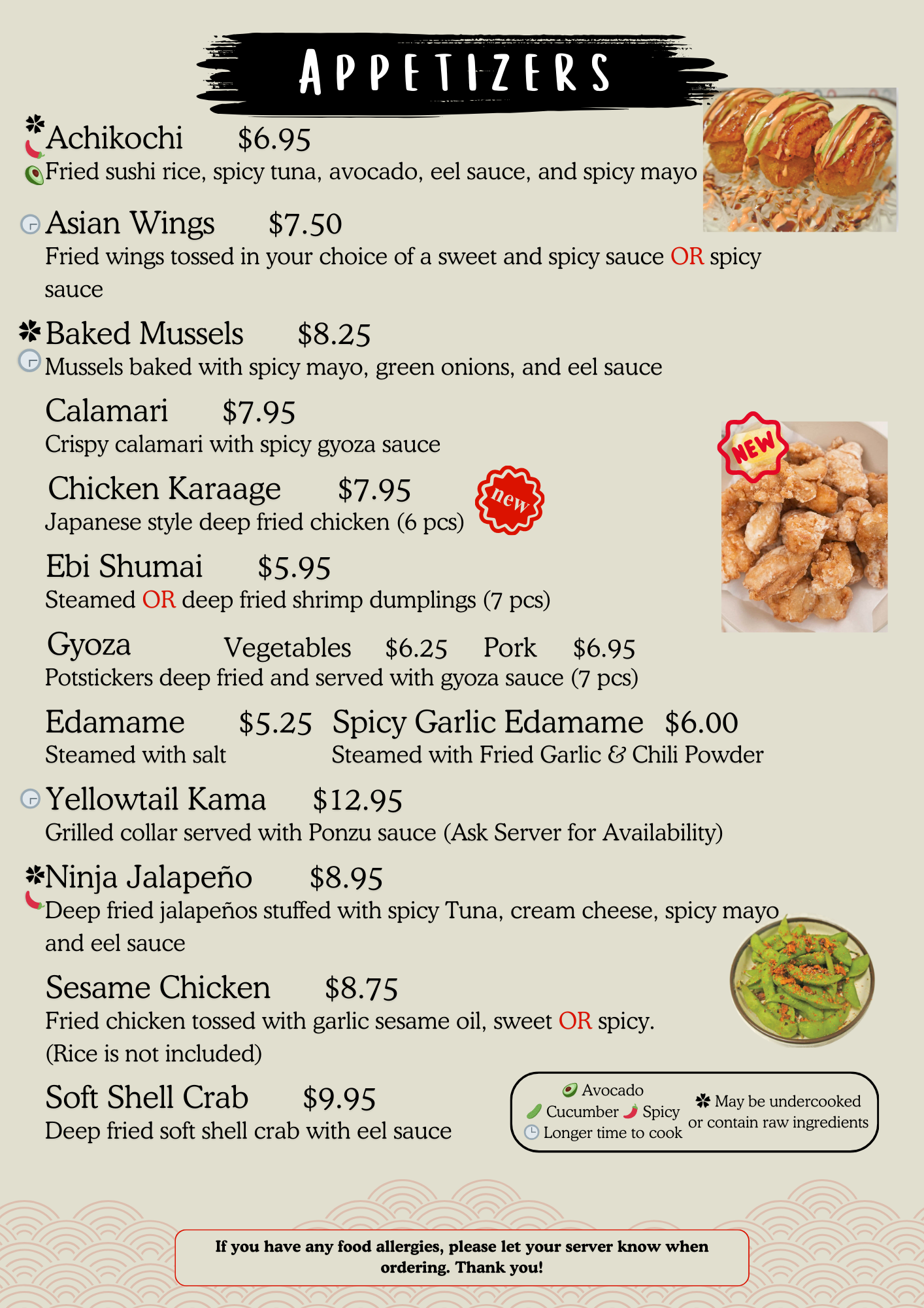 Dinner Menu | Tomo Japanese Cuisines