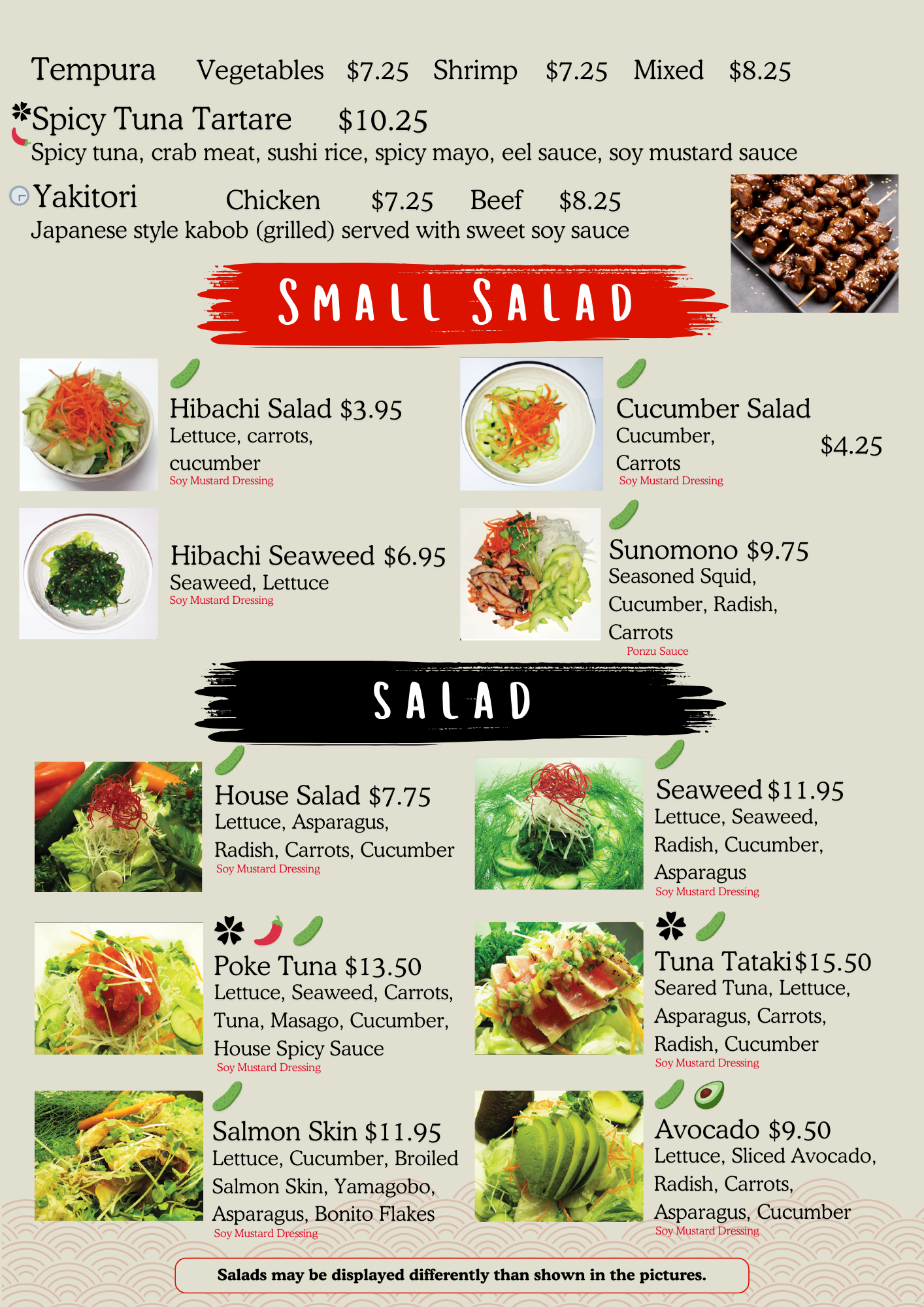 Dinner Menu | Tomo Japanese Cuisines
