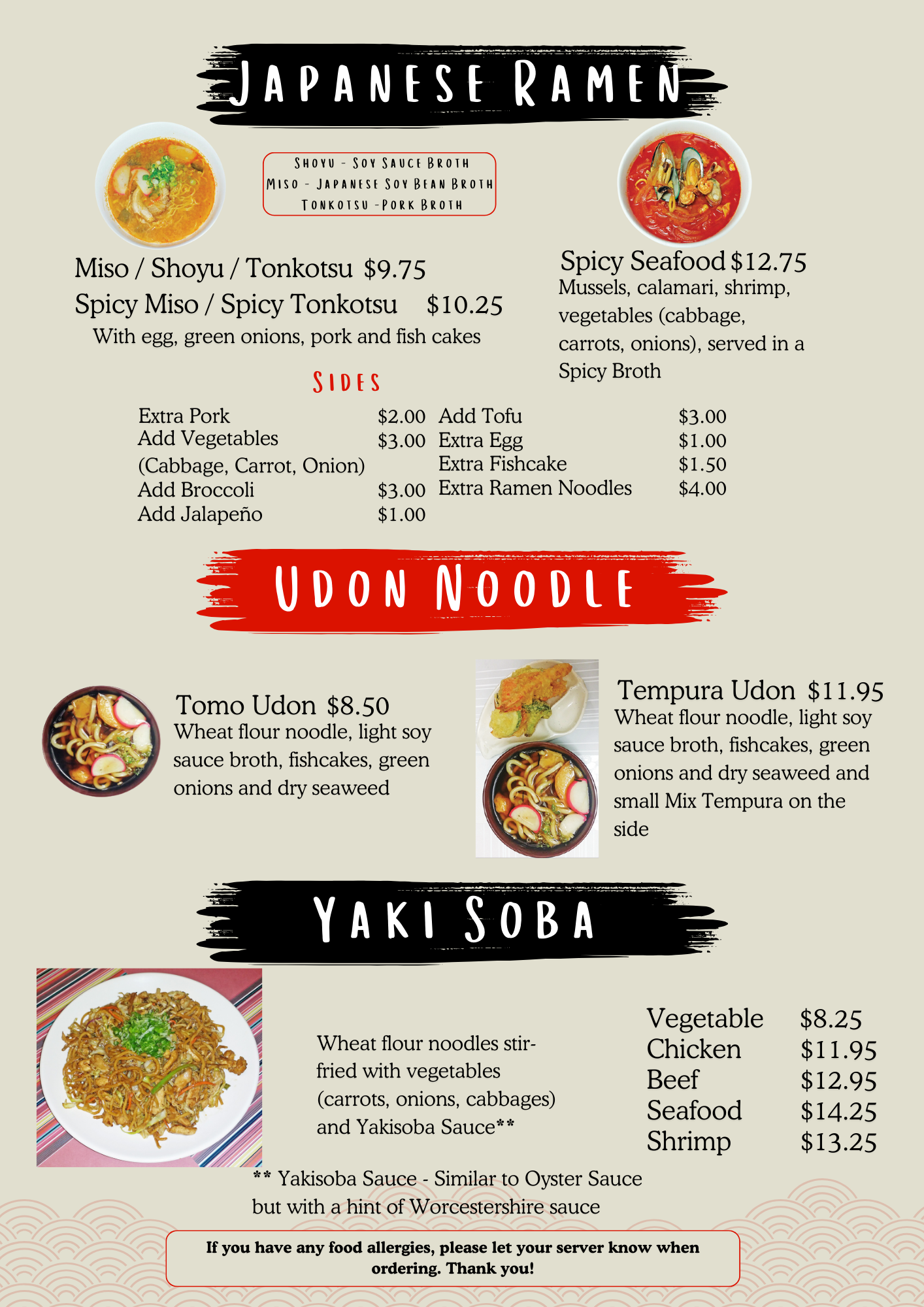 Dinner Menu | Tomo Japanese Cuisines